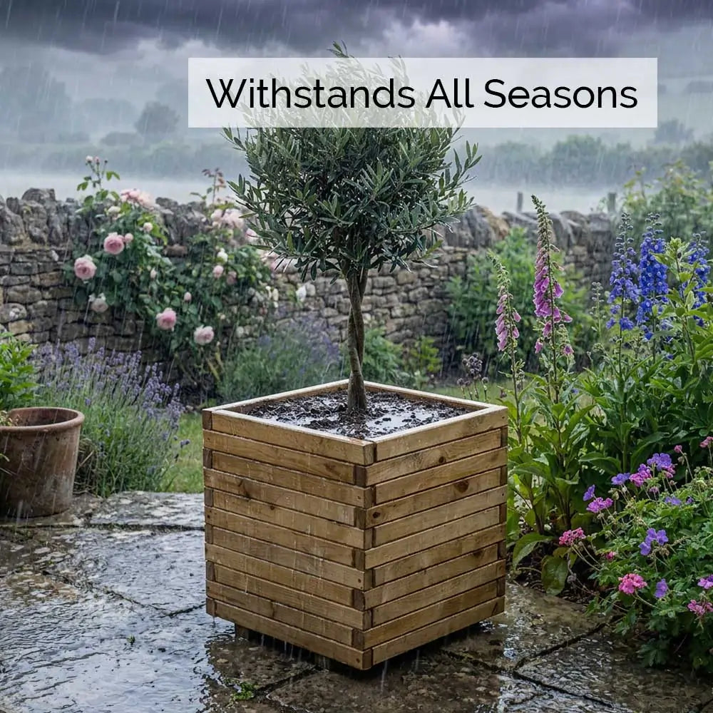 Wooden Pine Raised Cube Planter – Planters.co.uk